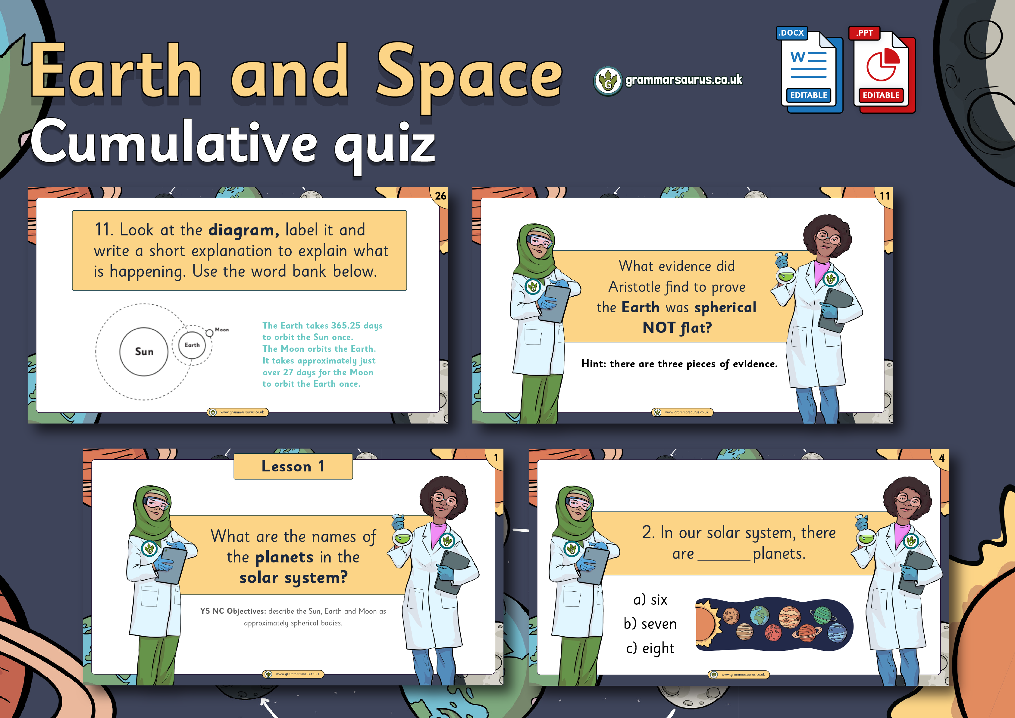 Year 5 Science – Earth and Space – Cumulative Quiz - Grammarsaurus