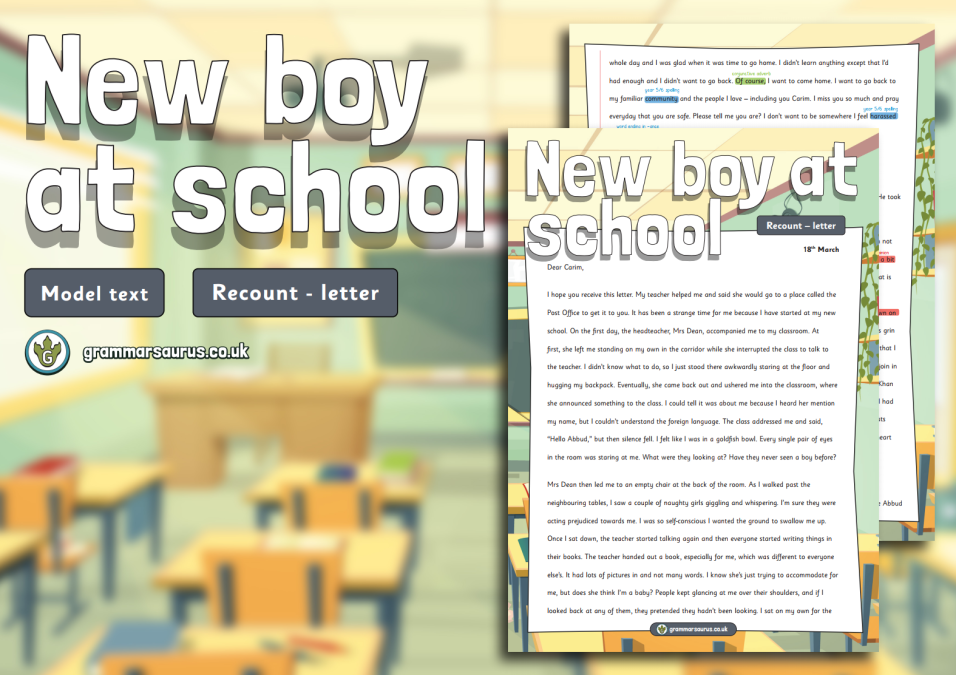Year 5 Model Text – Recount – Letter – New boy at school ( gbsct P5 ...