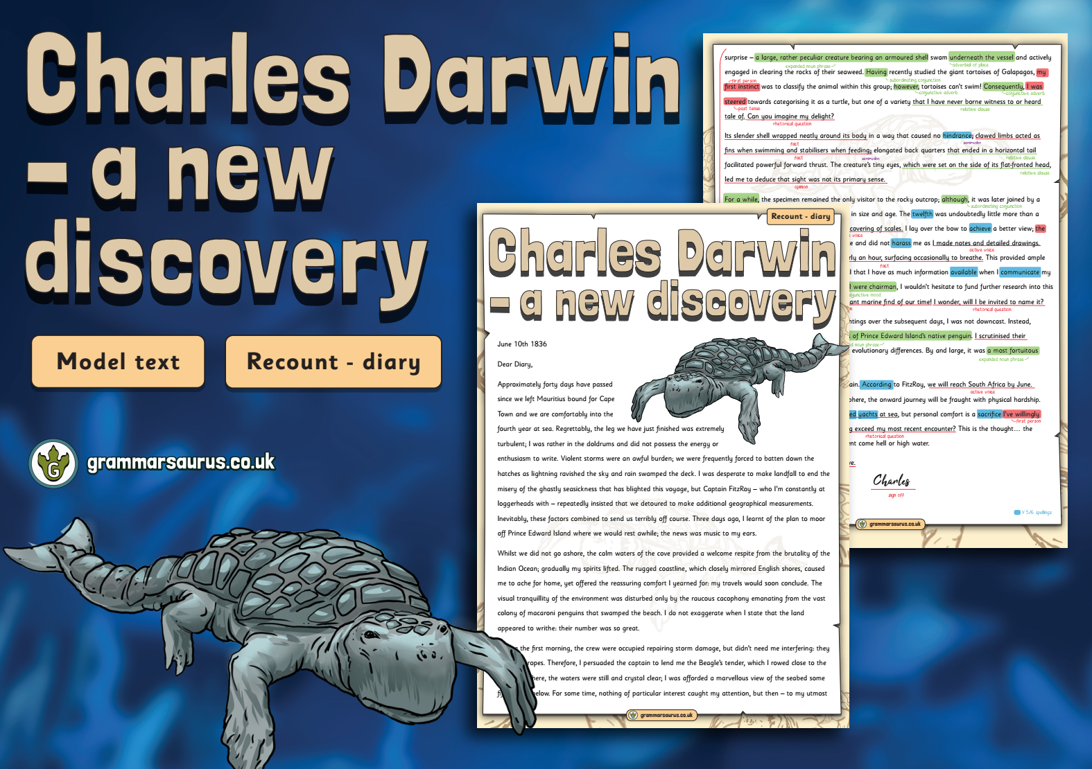Year 6 Model Text - Diary entry - Charles Darwin's Diary - a new ...