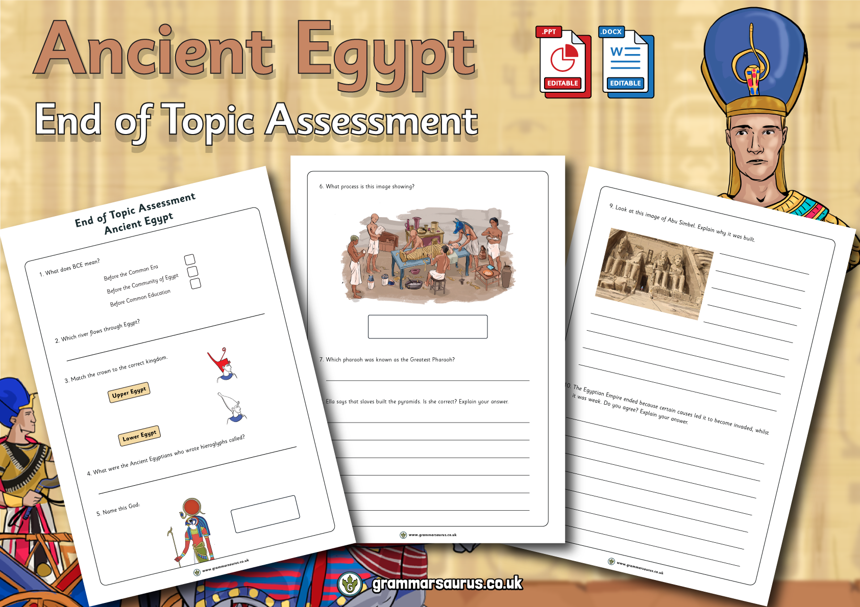 Year 3 History – Ancient Egypt – End of Topic Assessment - Grammarsaurus