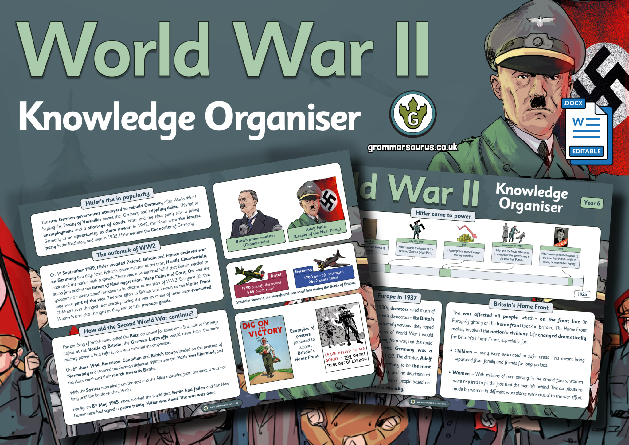 Year 6 History – World War Two – Knowledge Organiser - Grammarsaurus
