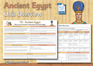 Year 3 History – Ancient Egypt – Unit Overview - Grammarsaurus