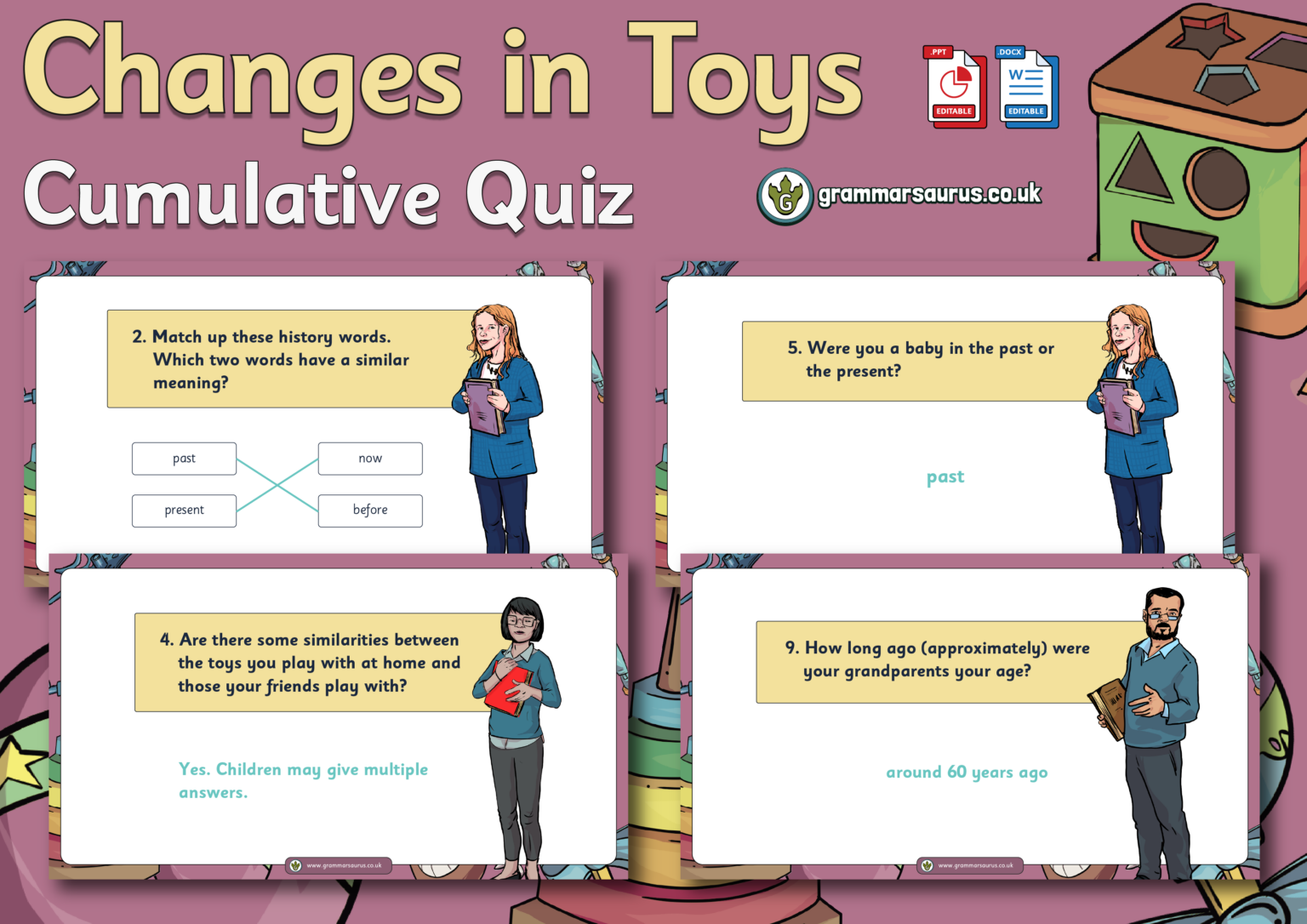 KS1 History – Changes in Toys – Cumulative Quiz - Grammarsaurus