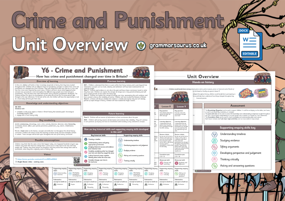 Year 6 History - Crime and Punishment - Unit Overview - Grammarsaurus