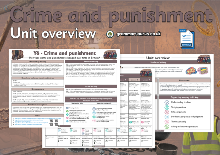 Year 6 History - Crime and Punishment - Unit Overview - Grammarsaurus