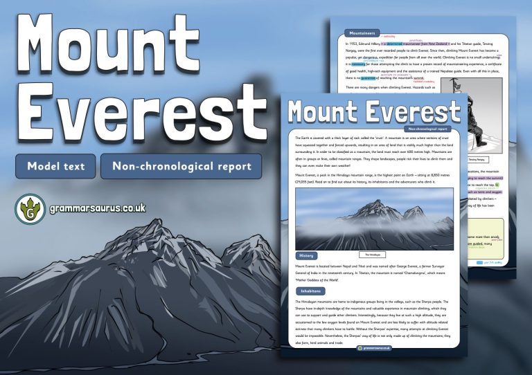 Year 6 Model Text – Non-chronological report – Mount Everest ...