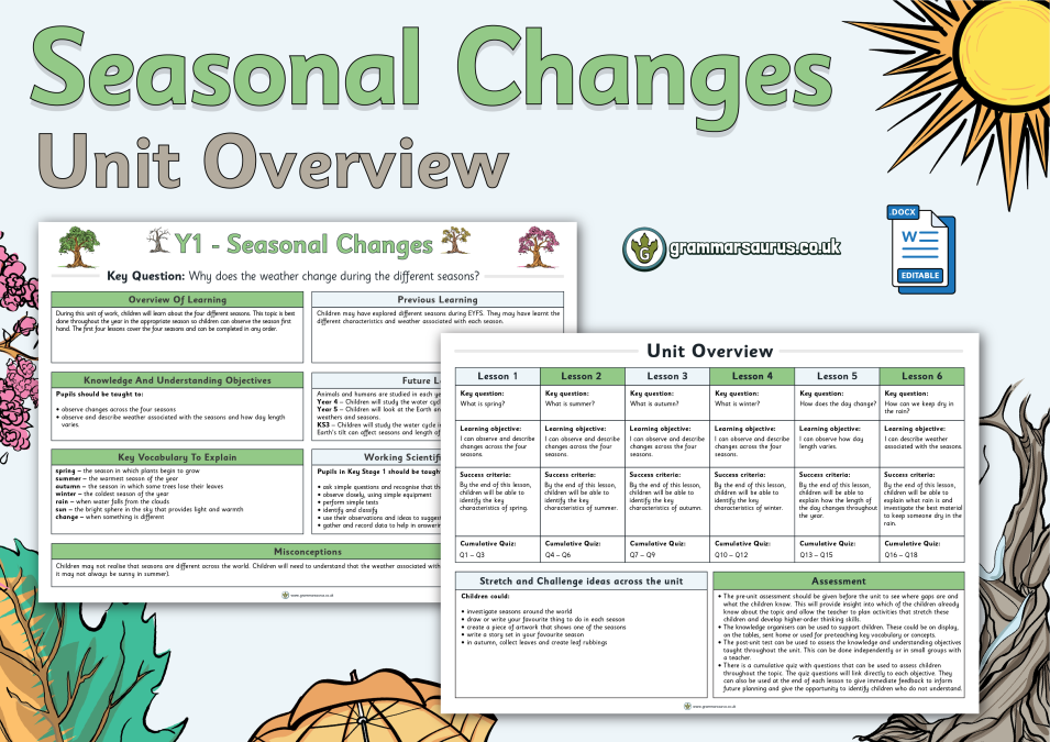 Year 1 Seasonal Changes - Grammarsaurus