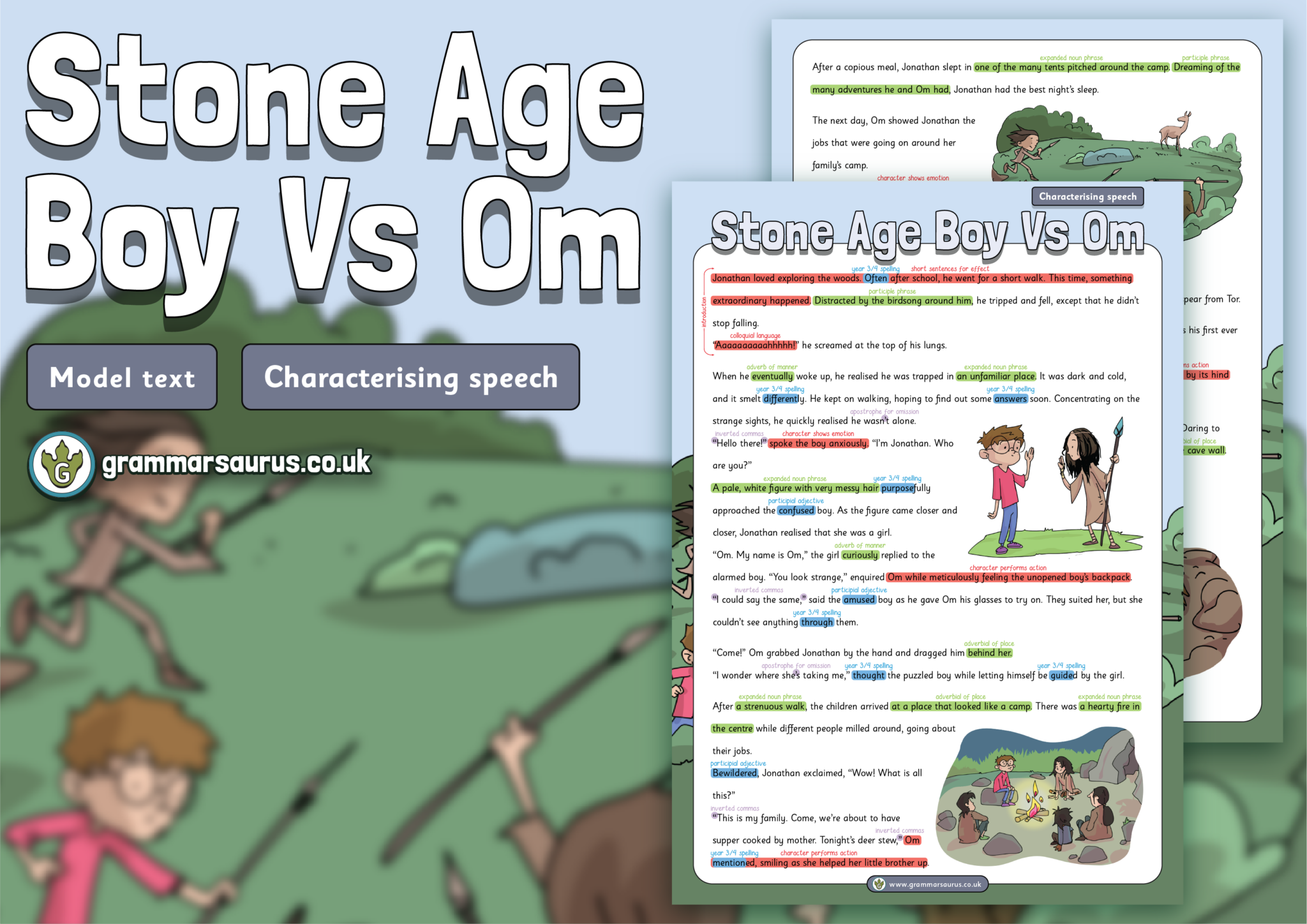 Year 3 Model Text – Characterising speech – Stone Age Boy vs Om ...