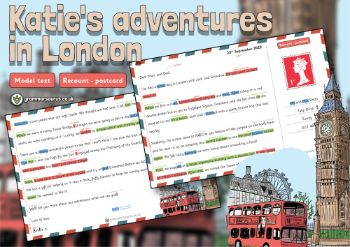 Year 2 Model Text - Recount - Postcard - Katie's Adventures in London ...