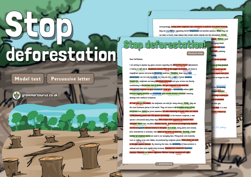 Year 5 Model Text - Persuasive Letter - Stop deforestation! ( gbsct P5 ...