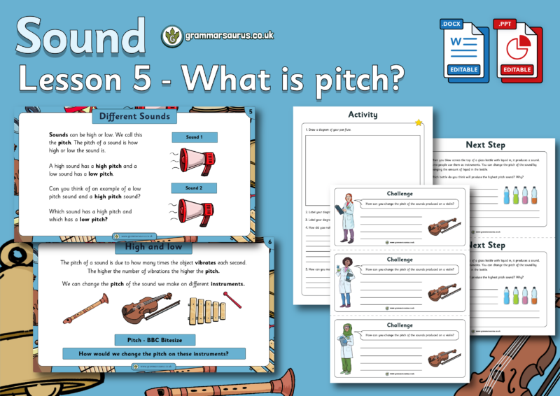 Year 4 Science - Sound - what is pitch? Lesson 5 - Grammarsaurus