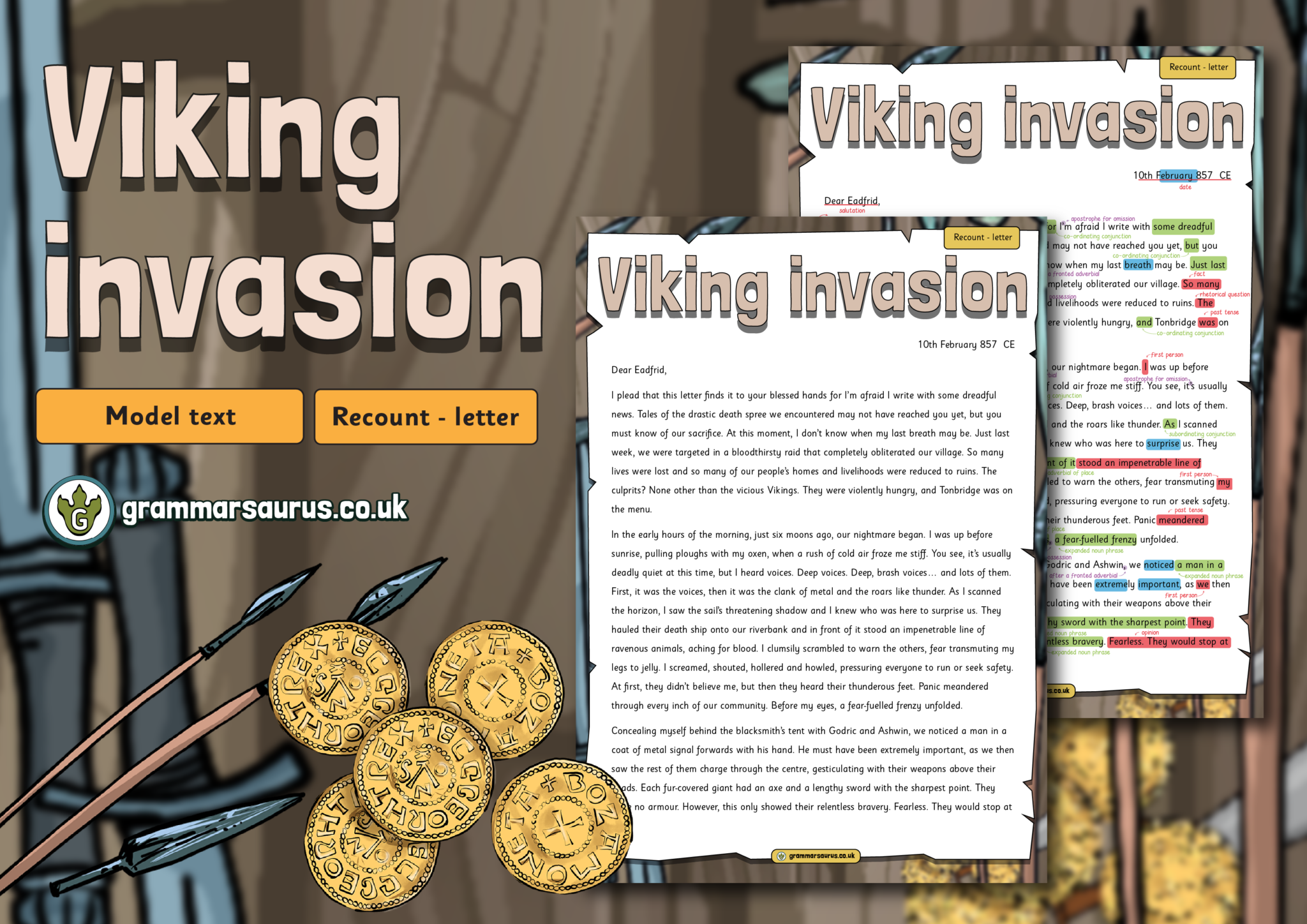 Year 4 Model Text – Recount – Letter – Viking invasion - Grammarsaurus