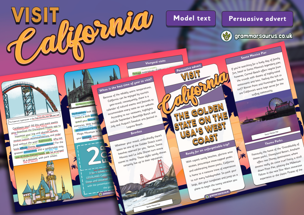 Year 6 Model Text – Persuasive advert – Visit California ( gbsct P6 ...