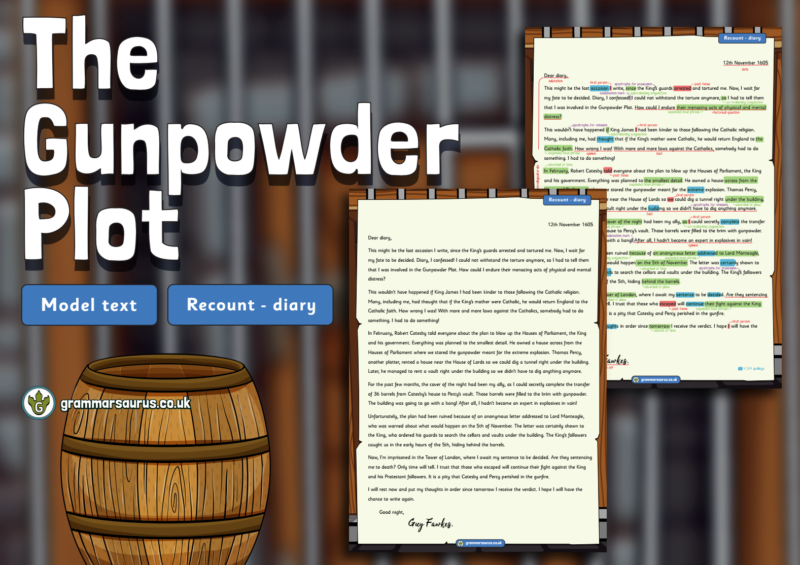 Year 3 Model Text – Diary entry – The Gunpowder Plot - Grammarsaurus