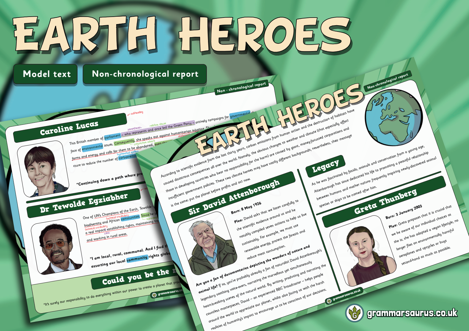 Year 6 Model Text - Non-chronological report - Earth heroes ( gbsct P6 ...