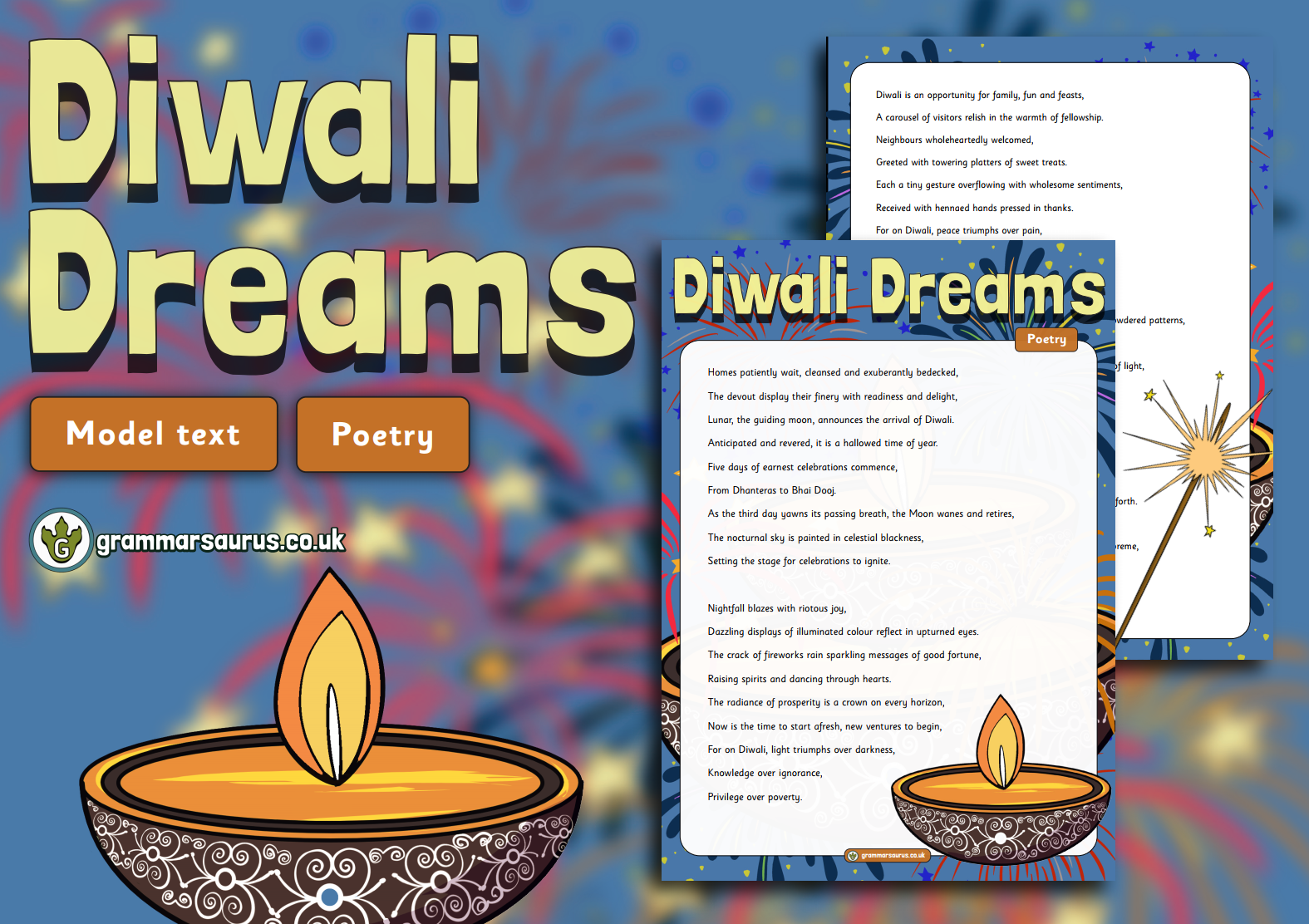 Year 6 Poetry - Diwali Dreams - Grammarsaurus