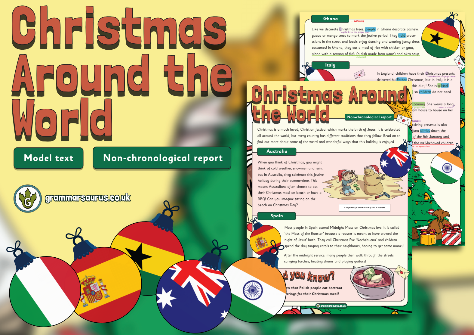 Year 2 Model Text Non Chronological Report Christmas Around The World Gbsct P2 Grade 1