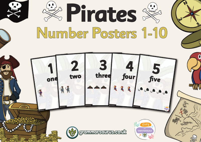 EYFS Pirates – Number Posters 1-10 - Grammarsaurus