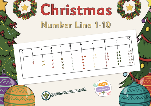 EYFS Christmas - Number Line 1-10 - Grammarsaurus