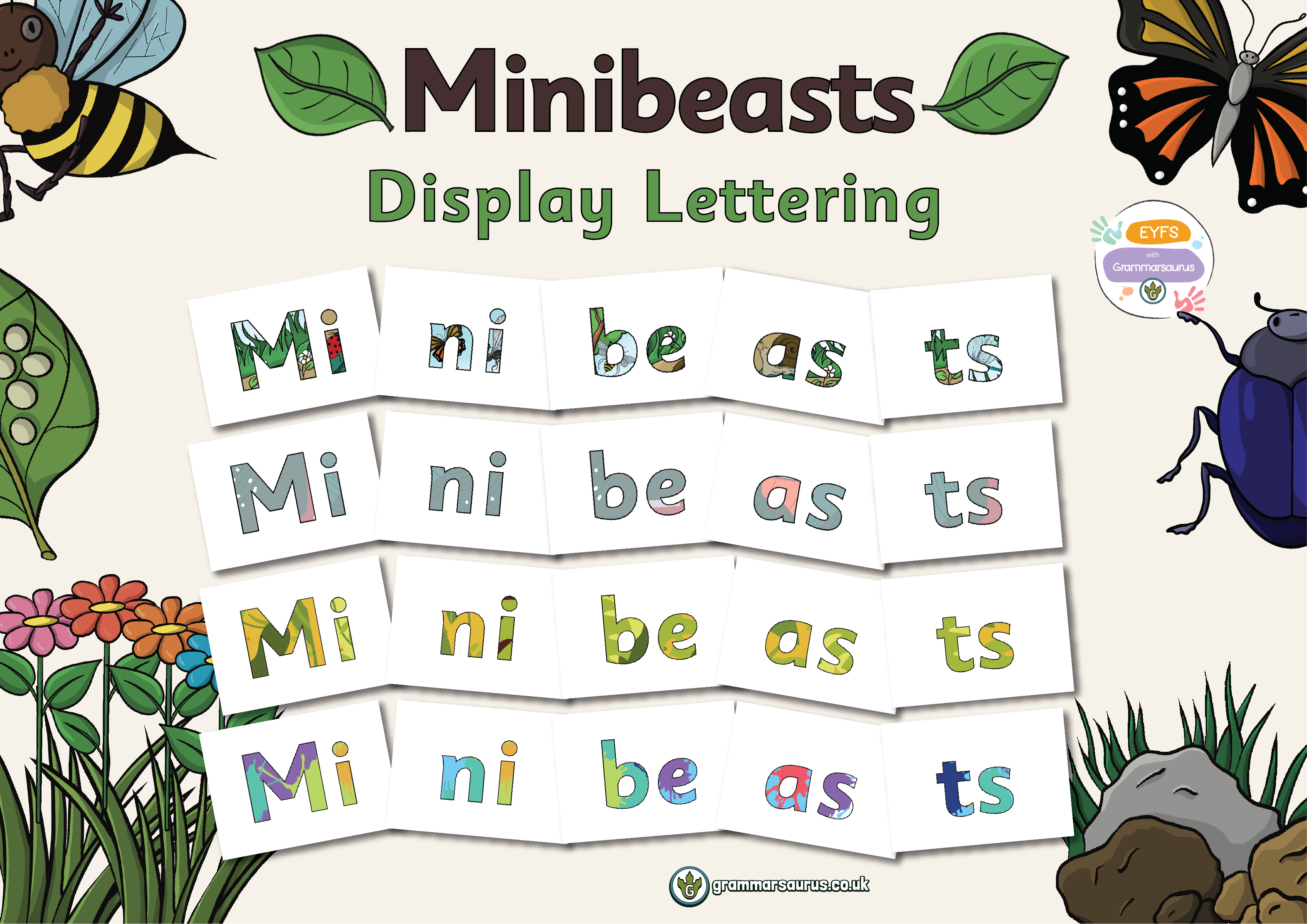 EYFS Minibeasts - Display Lettering - Grammarsaurus