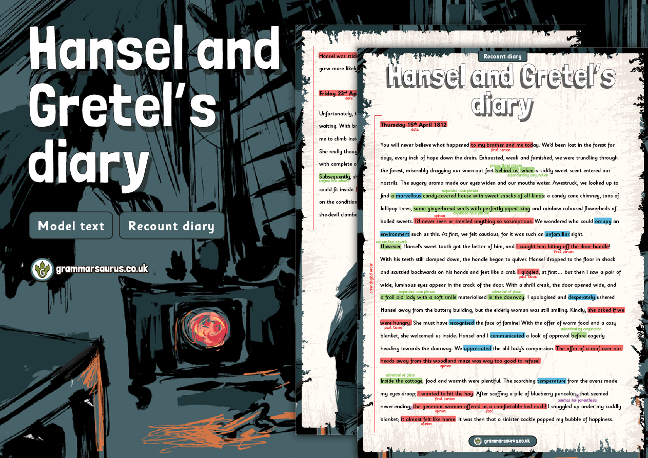 Year 5 Model Text – Diary entry – Hansel and Gretel's diary - Grammarsaurus
