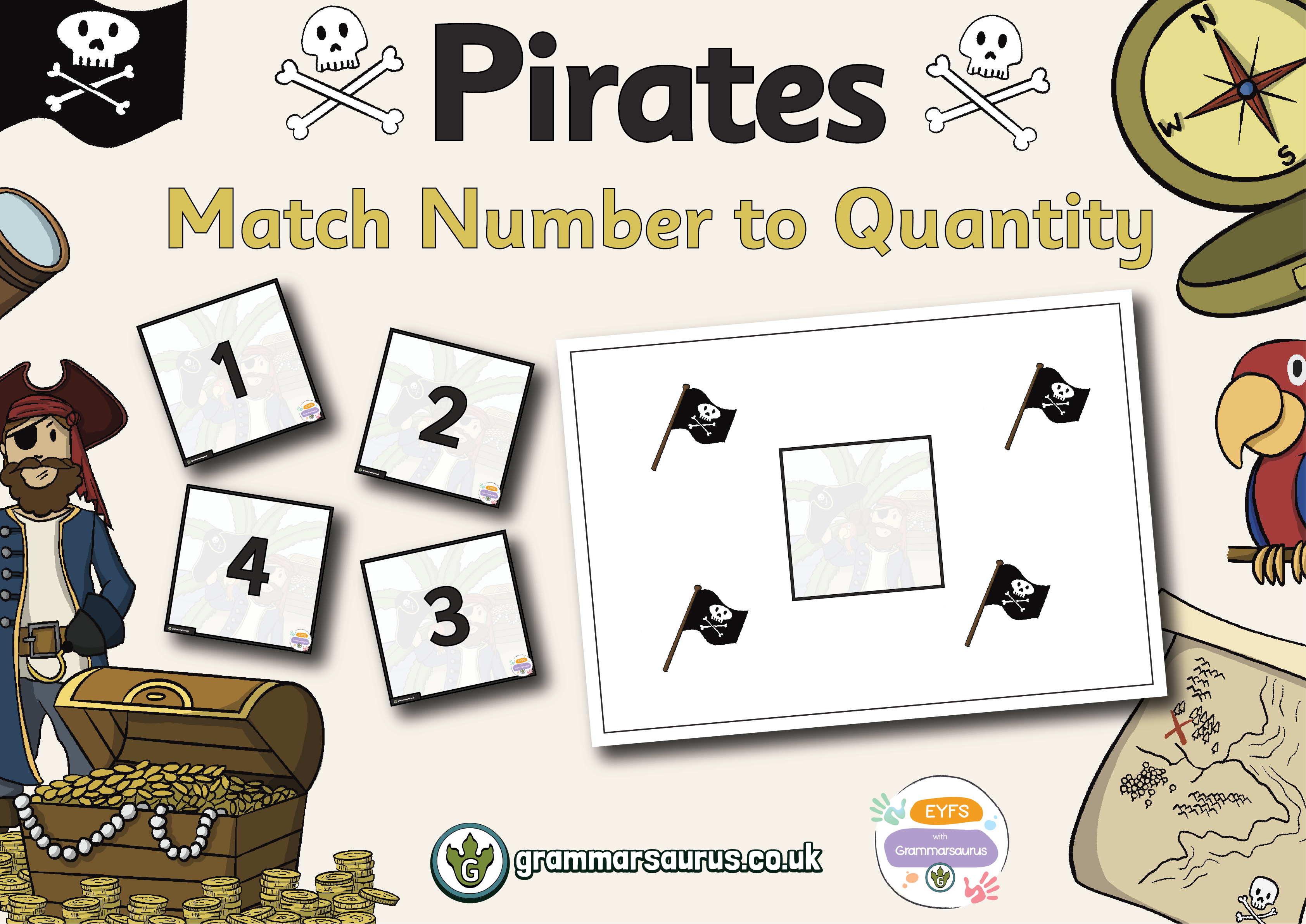 EYFS Pirates – Match Number to Quantity - Grammarsaurus