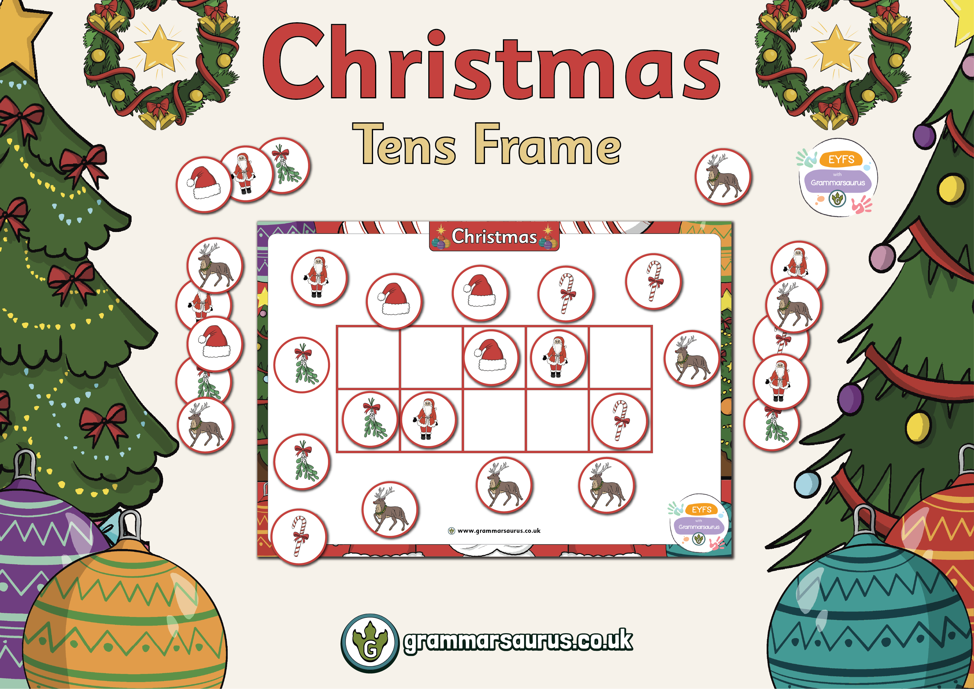 EYFS Christmas – Tens Frame - Grammarsaurus