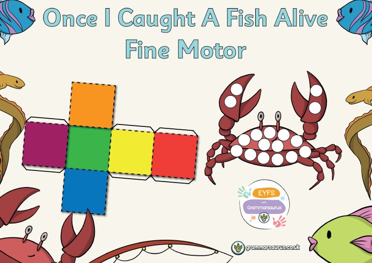 EYFS Nursery Rhymes – 1,2,3,4,5 Once I Caught A Fish Alive – Fine Motor - Grammarsaurus