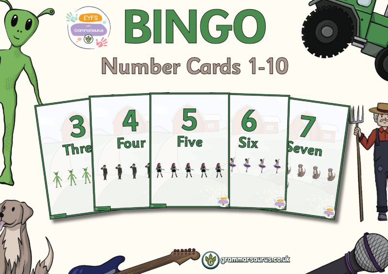 EYFS Nursery Rhymes - BINGO - Number Cards 1-10 - Grammarsaurus