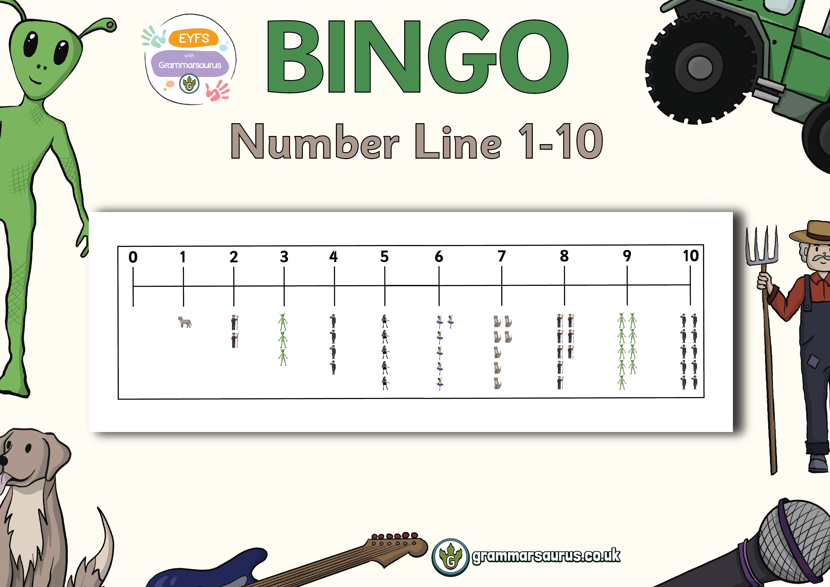 EYFS Nursery Rhymes – BINGO - Number Line 1-10 - Grammarsaurus