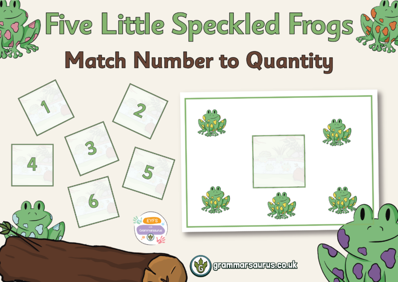 EYFS Nursery Rhymes – Five Little Speckled Frogs – Match Number to ...