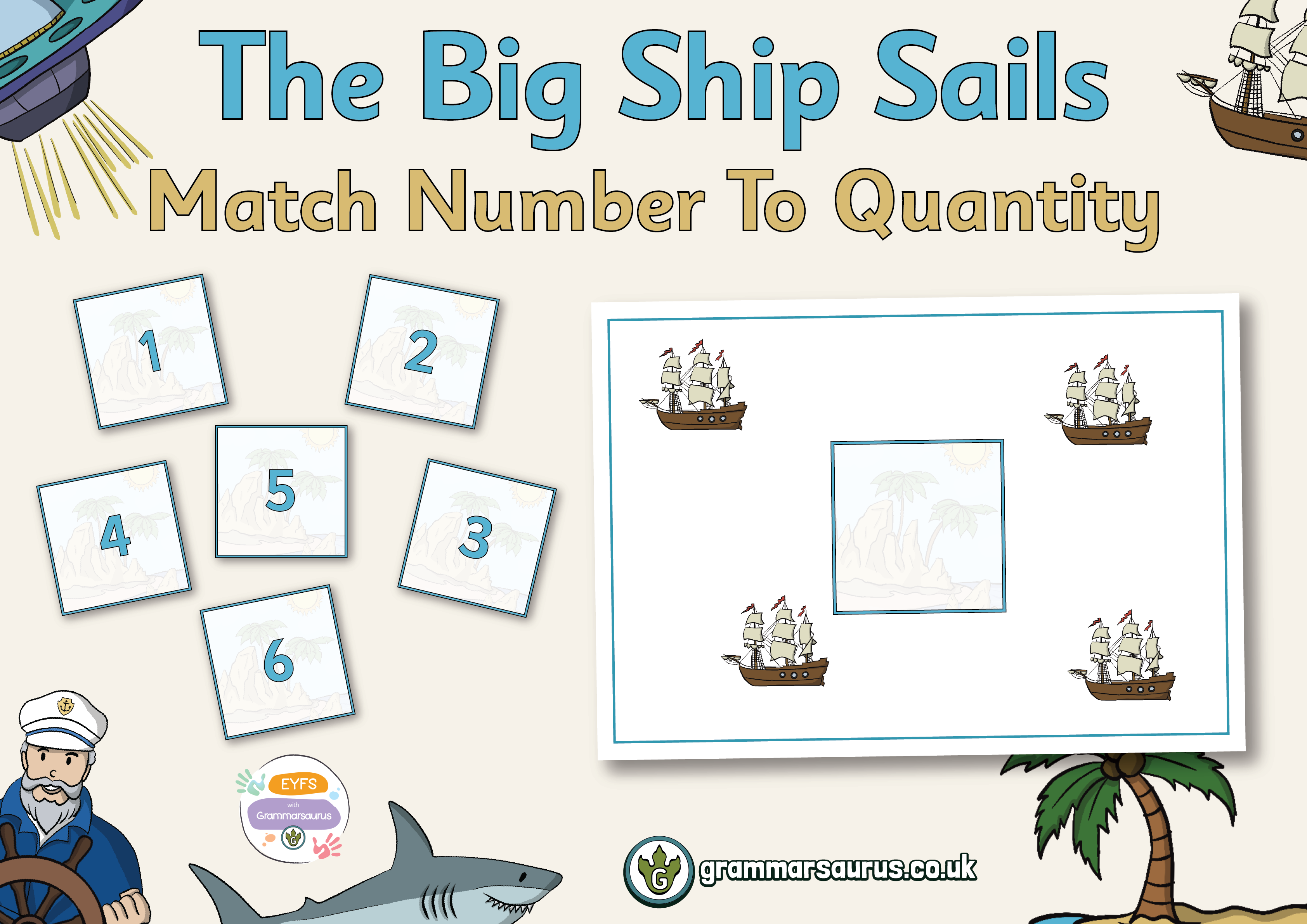 EYFS Nursery Rhymes - The Big Ship Number Cards 1-10 - Grammarsaurus