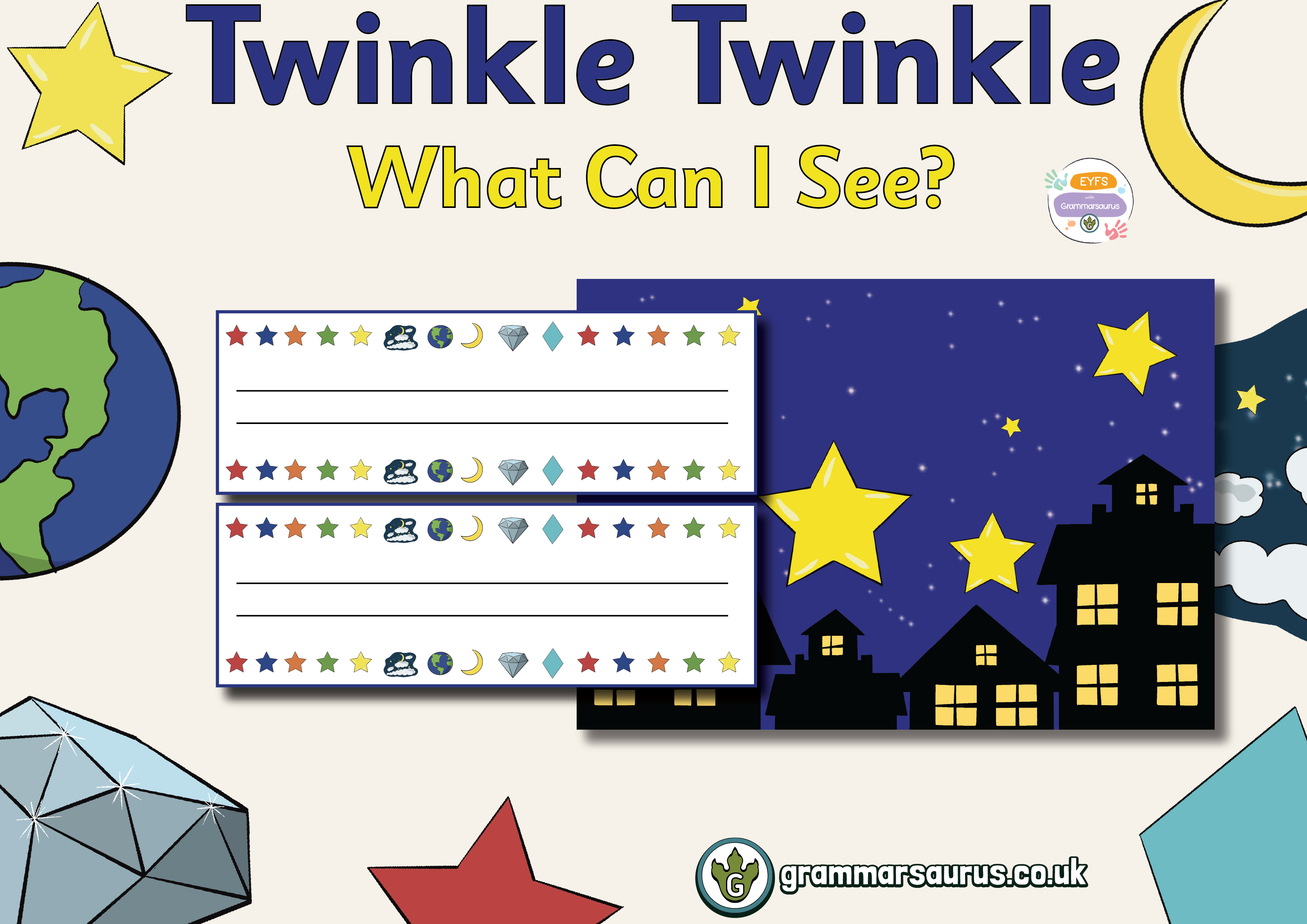 EYFS Nursery Rhymes - Twinkle Twinkle - What Can I See? - Grammarsaurus