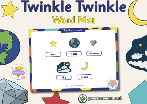 EYFS Nursery Rhymes - Twinkle Twinkle - Word Mat - Grammarsaurus