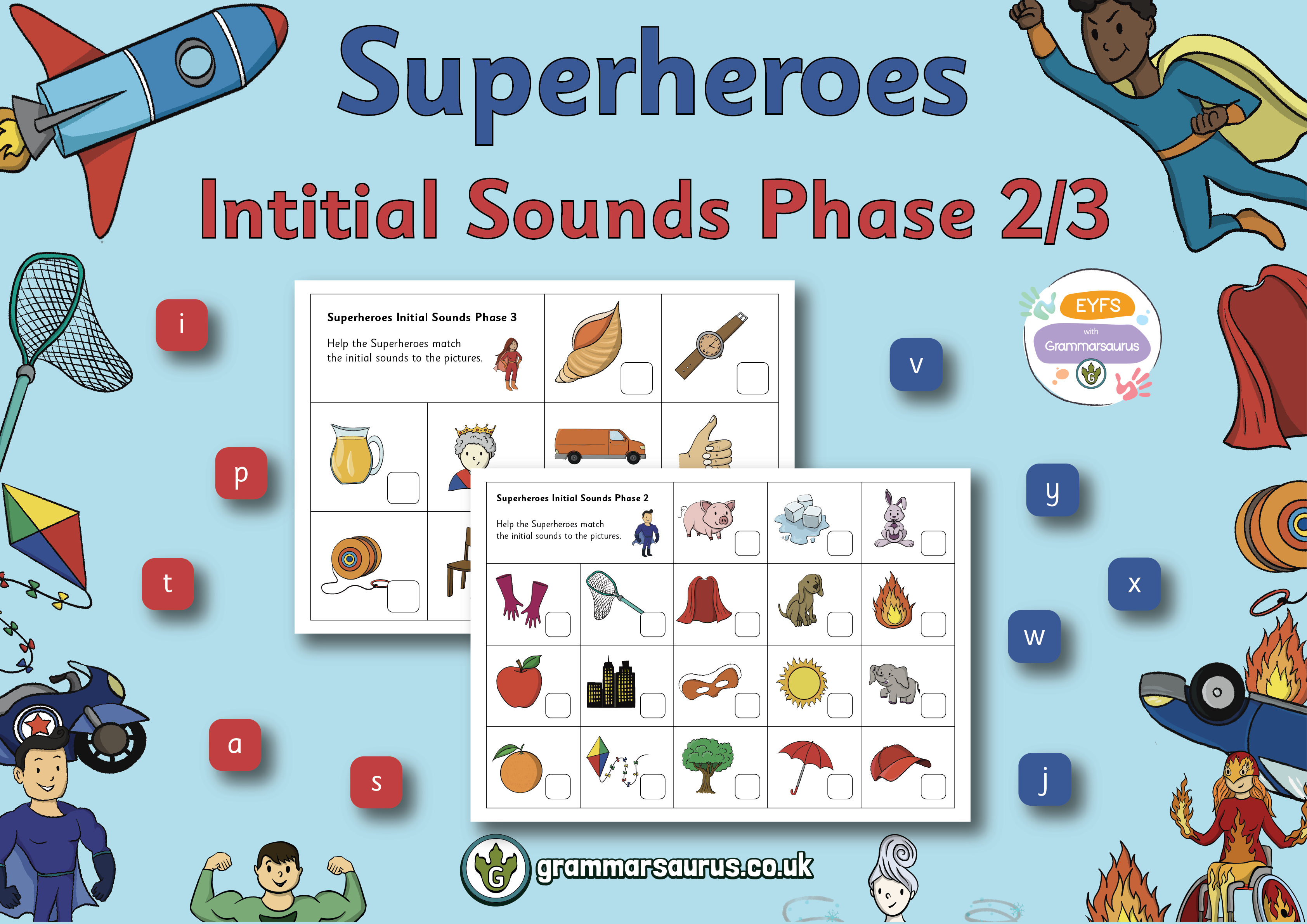 EYFS Superheroes – Initial Sounds Phase 2/3 - Grammarsaurus