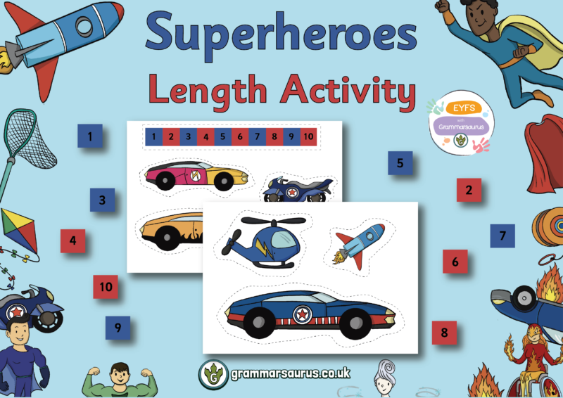 EYFS Superheroes - Length Activity - Grammarsaurus
