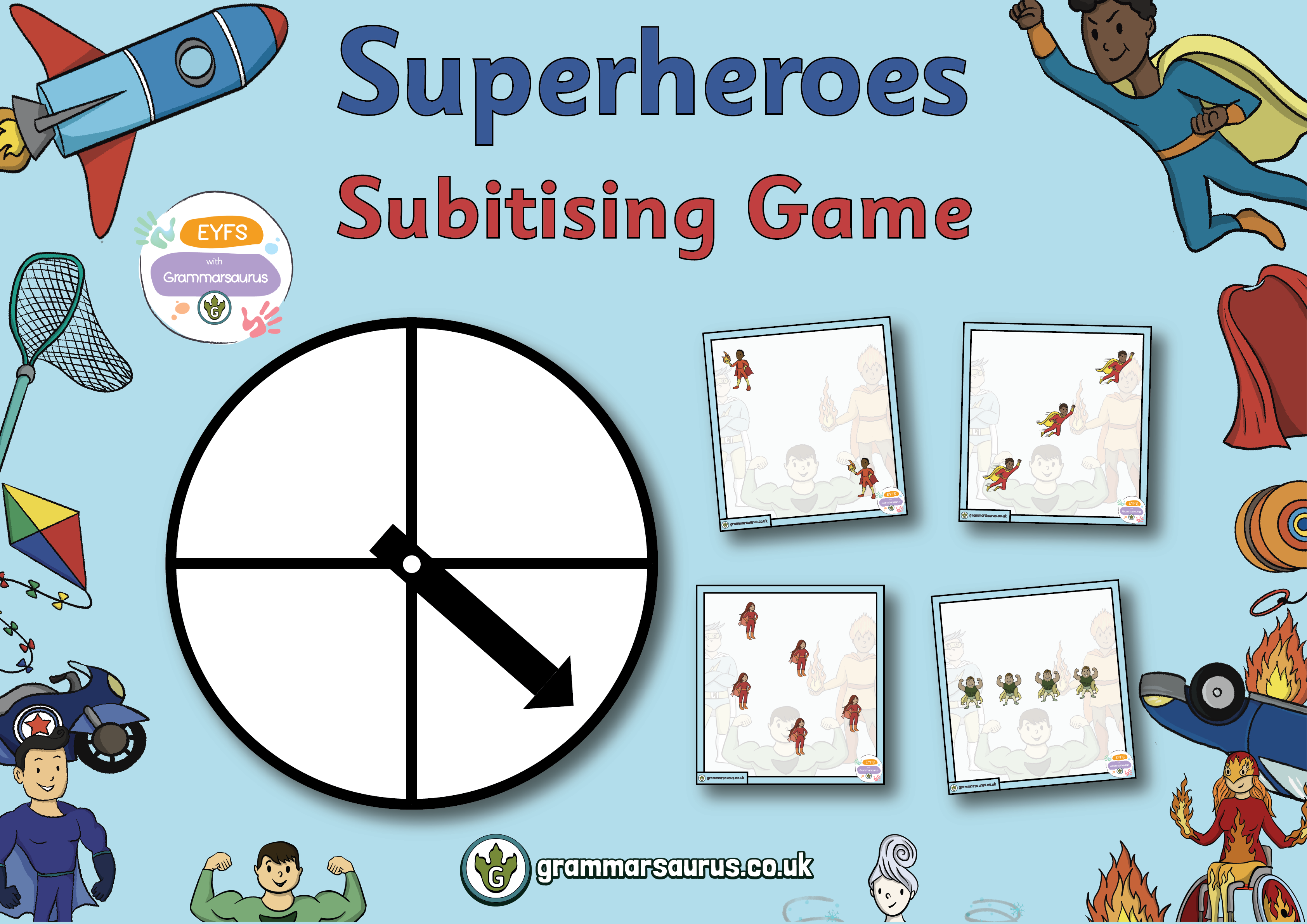 EYFS Superheroes – Subitising Game - Grammarsaurus
