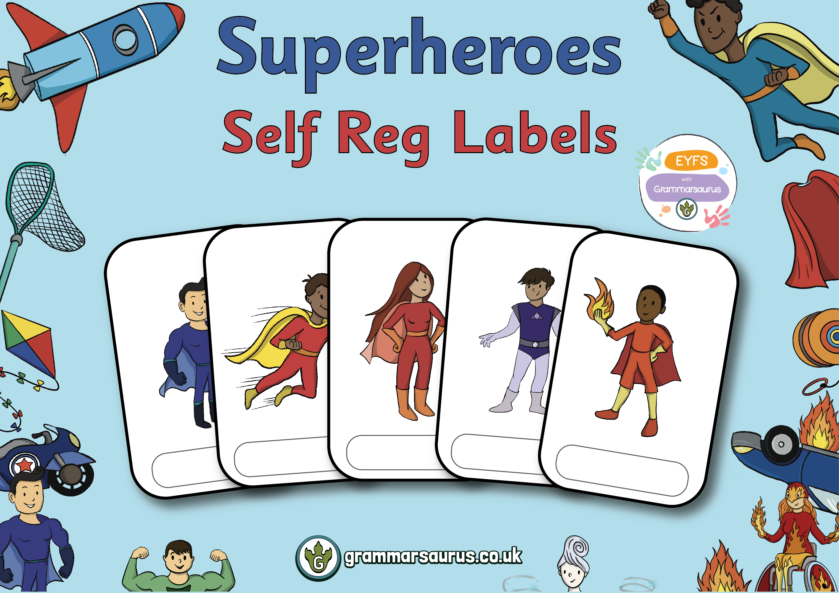 EYFS Superheroes – Self Reg Labels - Grammarsaurus