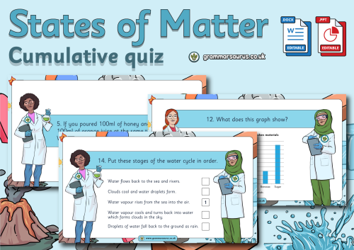 Year 4 Science – States of Matter – Cumulative Quiz - Grammarsaurus