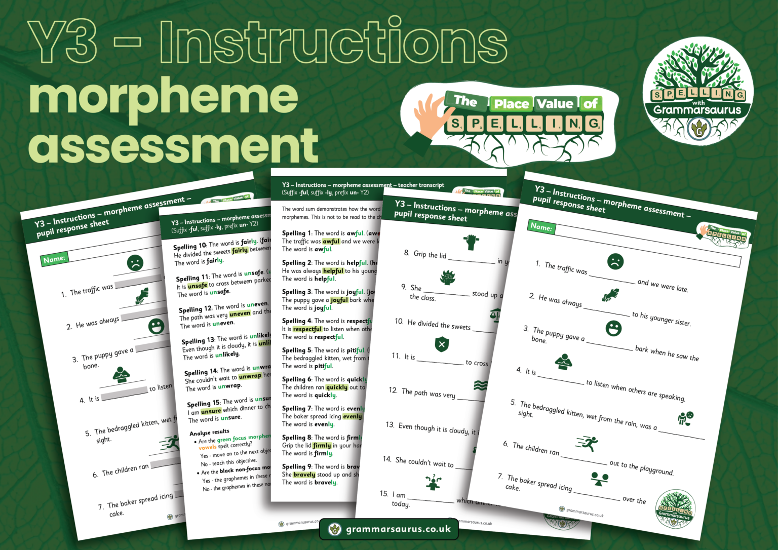 Y3 PVOS - Instructions - Morpheme assessment - Grammarsaurus