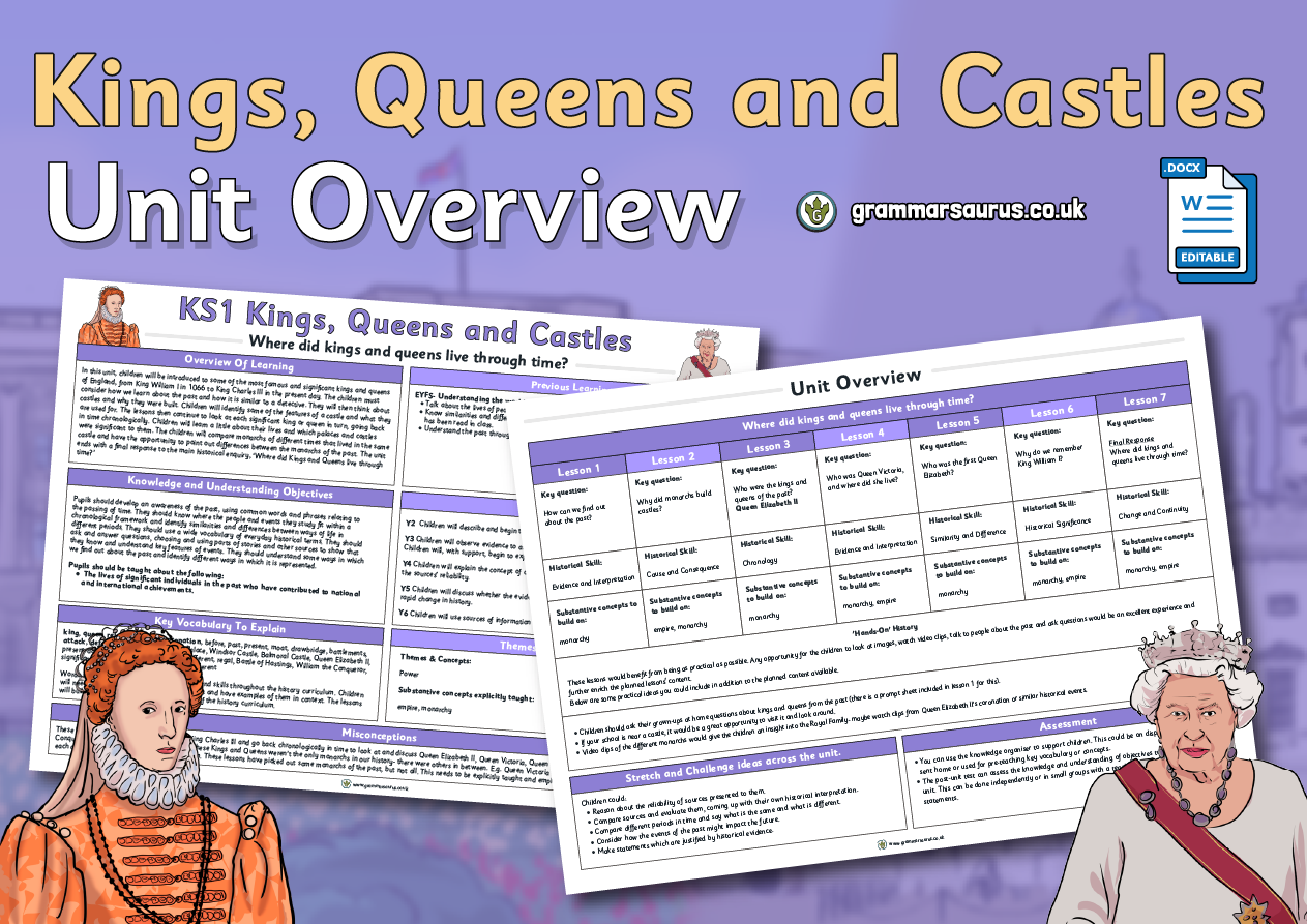 KS1 History - Kings, Queens and Castles - Unit Overview - Grammarsaurus