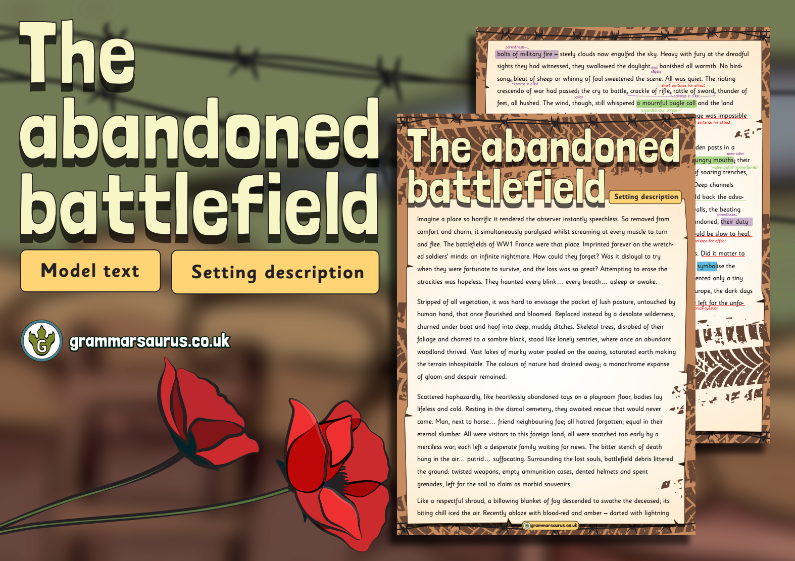 Year 6 Model Text – Setting Description – The abandoned battlefield ...