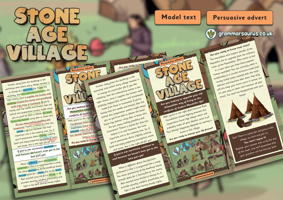 Year 3 Model Text – Persuasive – Advert – Stone Age village ( gbsct P3 ...