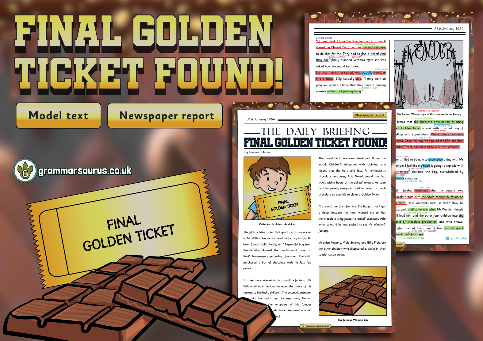 Year 3 Model Text – Newspaper report – Final Golden Ticket Found ...