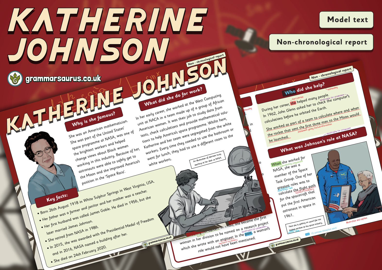 Year 2 Model Text Non Chronological Report Katherine Johnson Grammarsaurus
