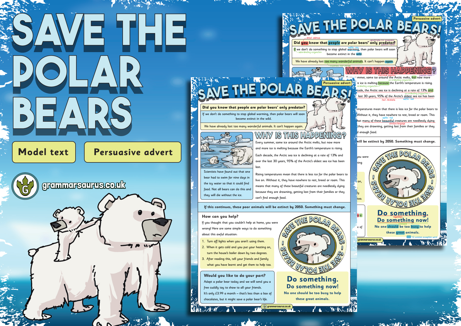 Year 2 Model Text – Persuasive Advert – Save the Polar Bears ...
