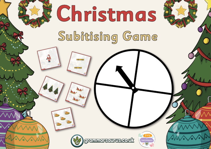 EYFS Christmas - Subitising Game - Grammarsaurus