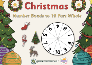 EYFS Christmas - Number Bonds to 10 Part Whole - Grammarsaurus