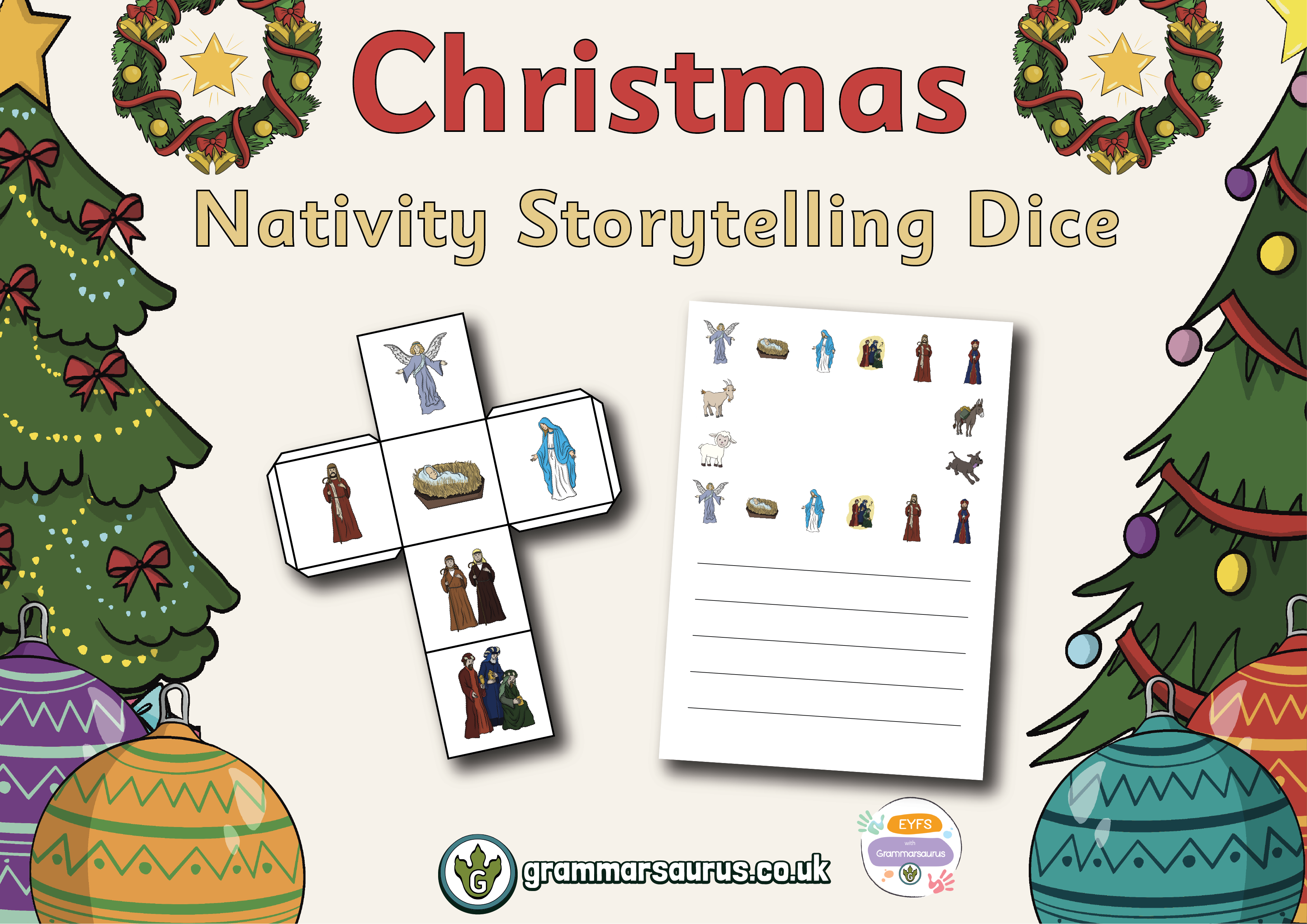 EYFS Christmas - Nativity Storytelling Dice - Grammarsaurus