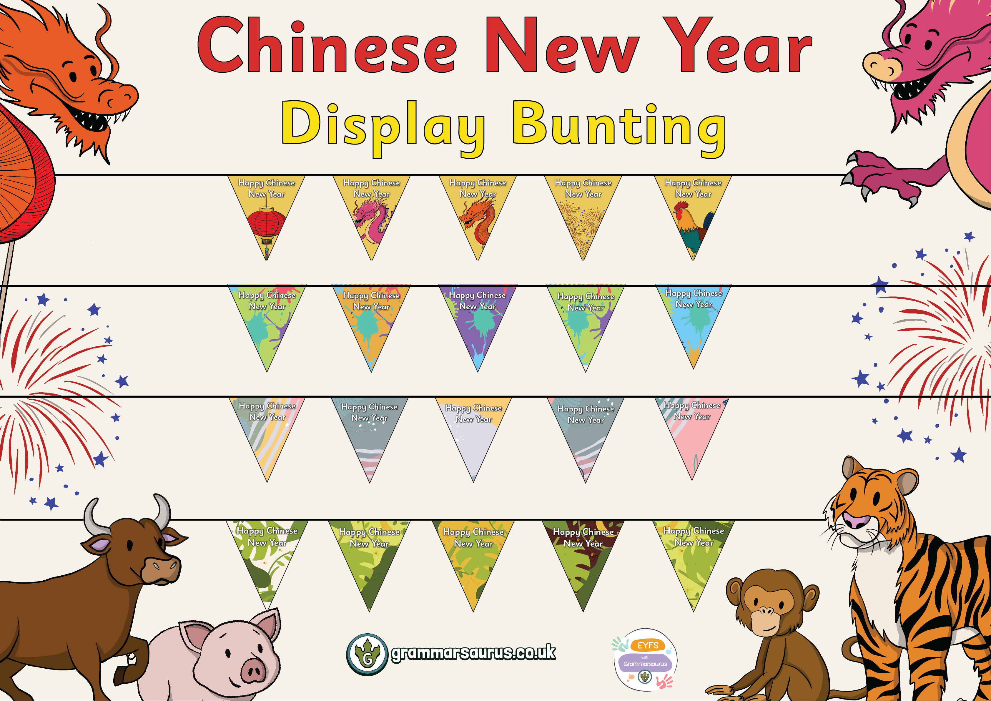 EYFS Chinese New Year - Display Bunting - Grammarsaurus